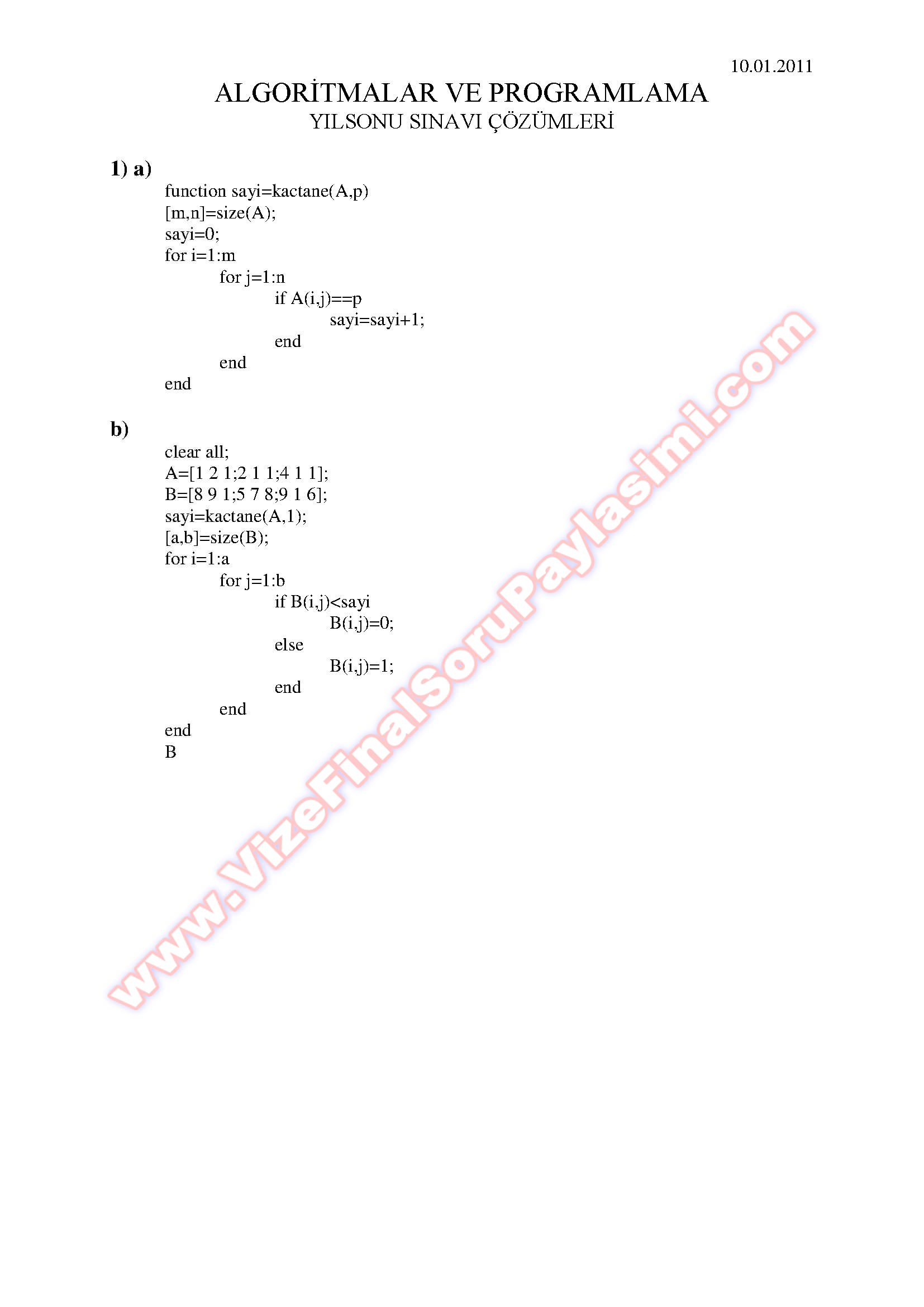 Algoritma ve Programlama Final Soruları » Sayfa 2 » Vize ve Final ...
