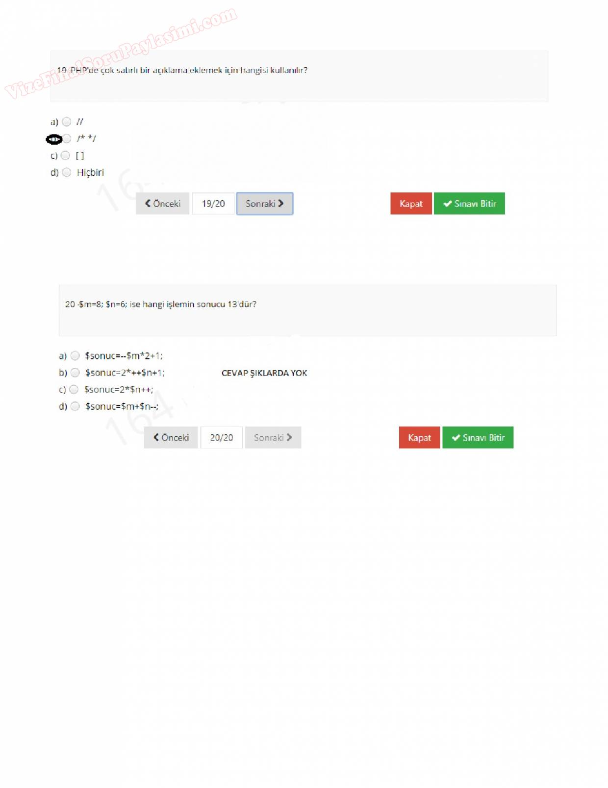 İnternet Programcılığı Vize Soruları ve Cevapları » Sayfa 3 » Vize ve ...